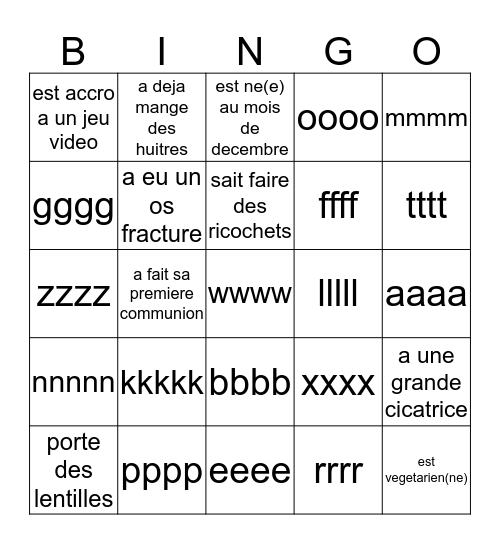 Trouve quelqu'un qui Bingo Card