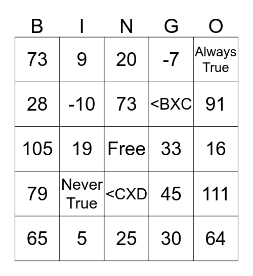 Angle Relationship Bingo Card