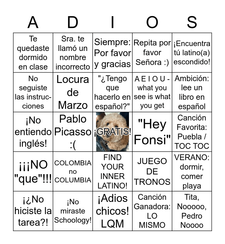 BINGO de FIN DE AÑO de Señora Ciprian