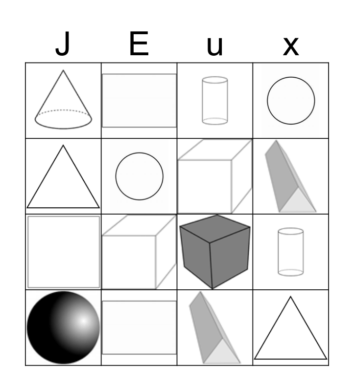 les figures planes et les solides Bingo Card