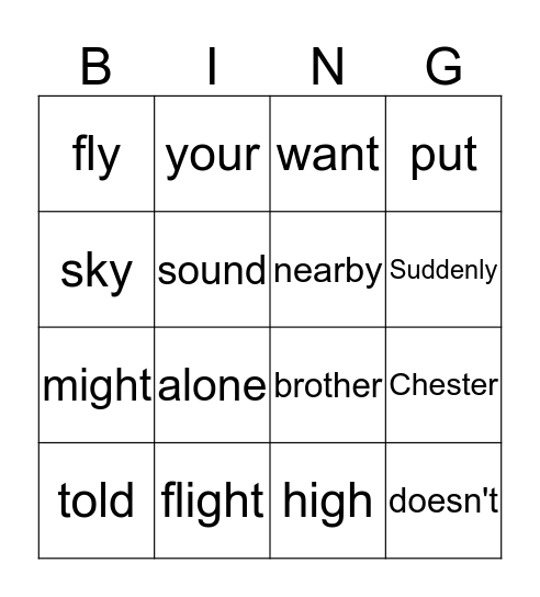 First Grade - Unit 38 Bingo Card