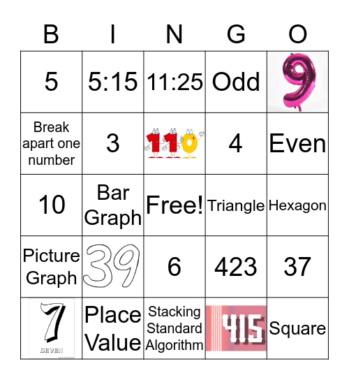 2nd Grade Math Bingo Card
