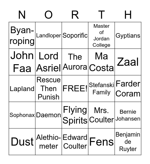 The Golden Compass Bingo Card