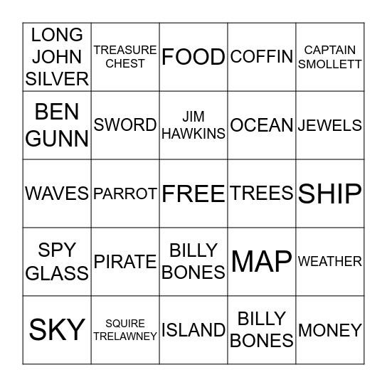 TREASURE ISLAND Bingo Card