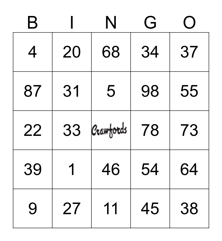 Uncle Mitch Bingo Card
