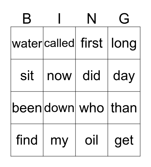 Sight Word Bingo! Bingo Card