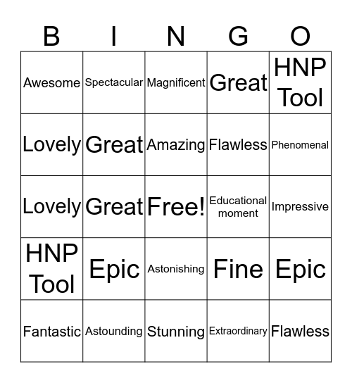 Fios Power Words Bingo Card
