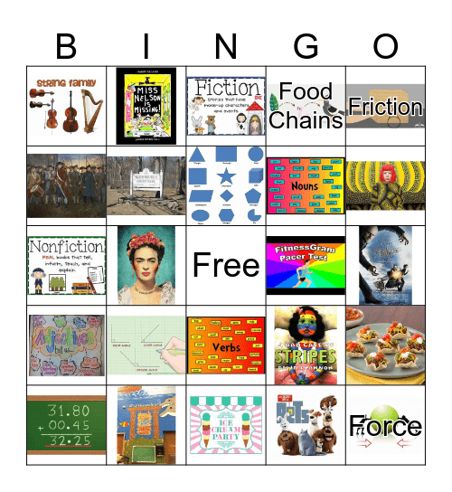 4th Grade in a Nutshell Bingo Card