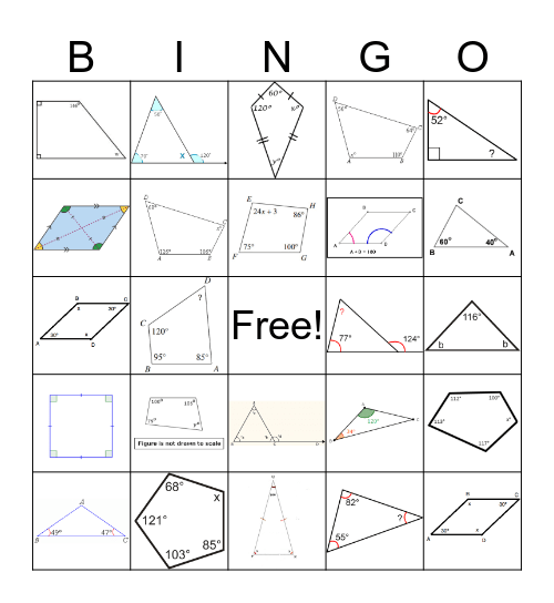 find the missing angle Bingo Card