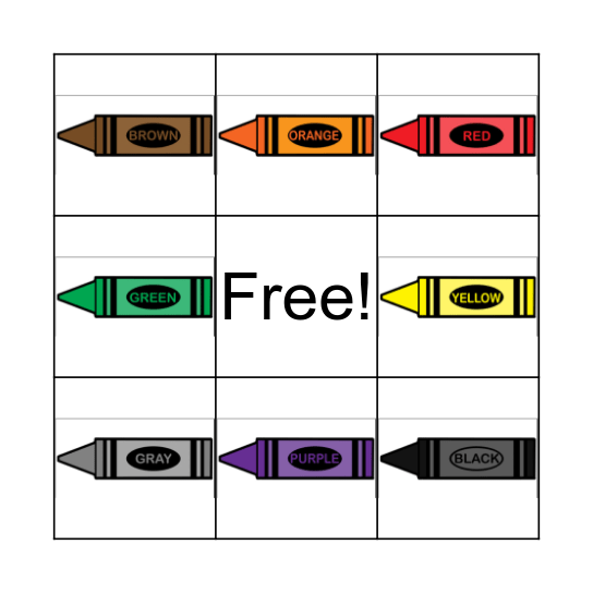 Color Word Bingo Bingo Card