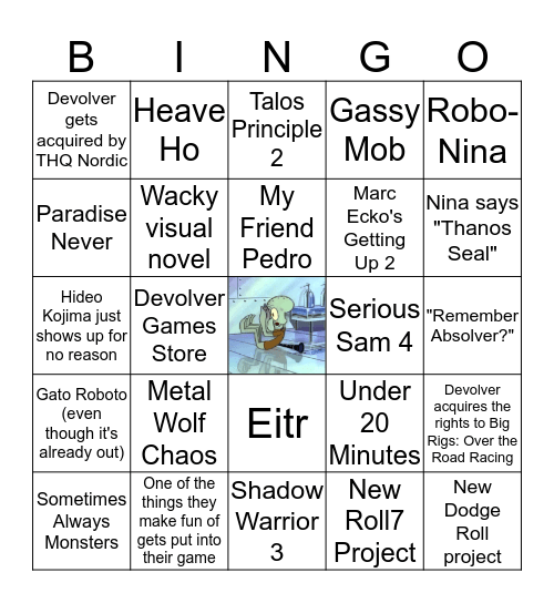 Devolver E3 Bingo Card
