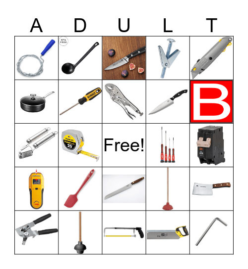 Household Item Bingo Card