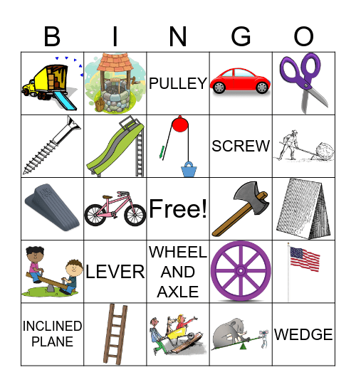Simple Machines Bingo Card