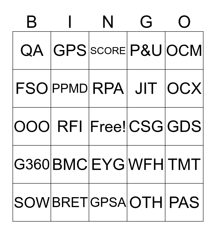 EY Acronym BINGO Card