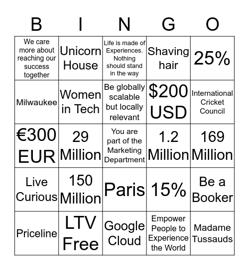 Marketing Bingo Card