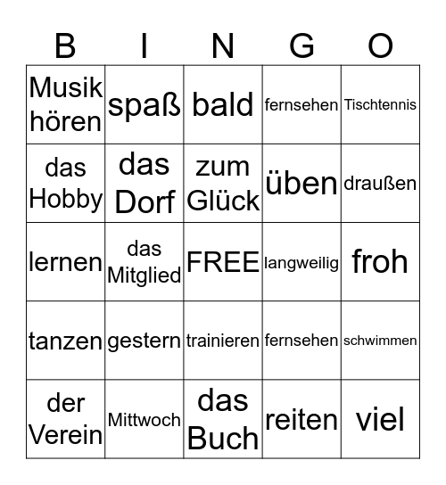 Lernliste kapitel 3 Bingo Card