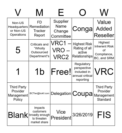 Wild Card Bingo Card