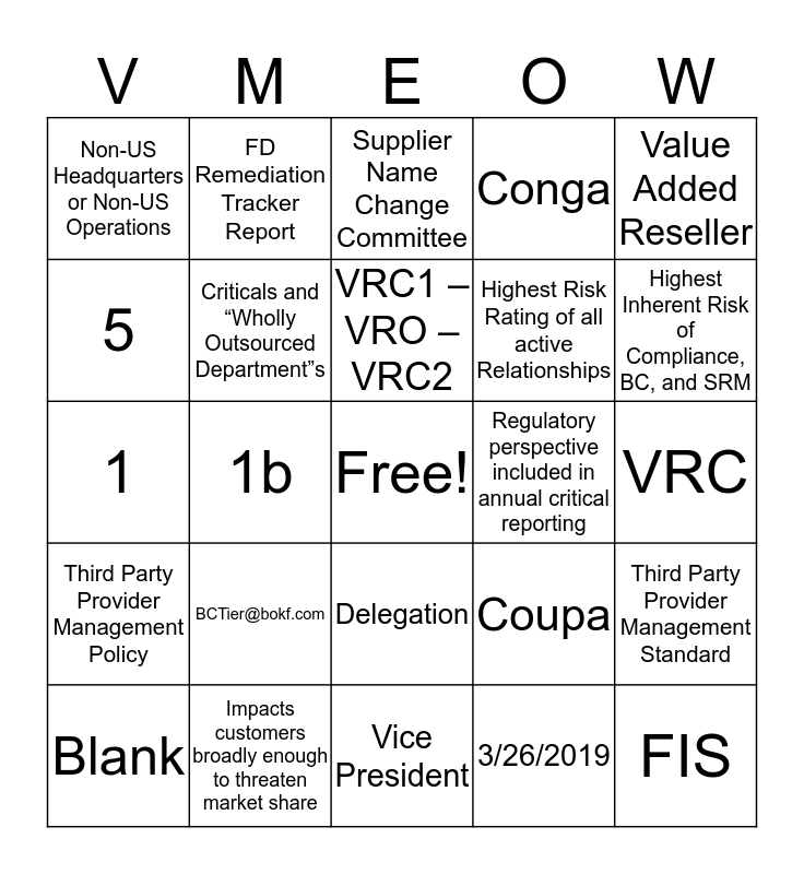 Wild Card Bingo Card