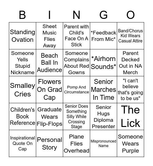 Graduation Bingo Card