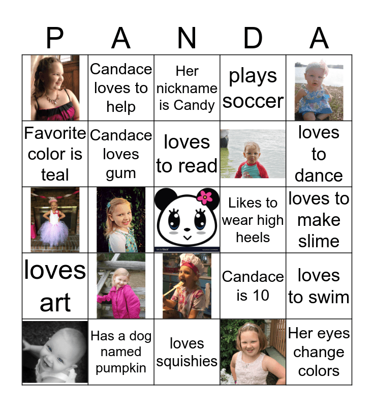 Panda Girl Bingo Card