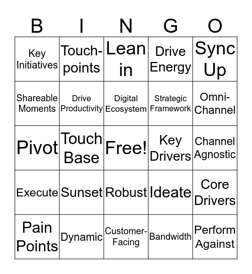 Corporate Bingo Card