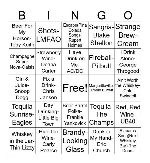 BB43 Alcohol! Bingo Card