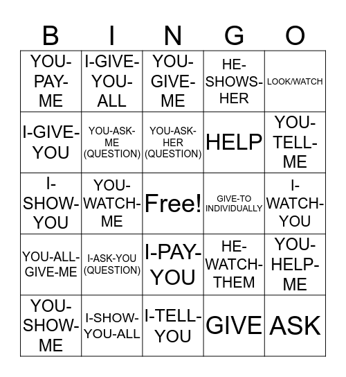 BARR MASTER ASL UNIT 2 DIRECTIONAL VERBS Bingo Card BARR MASTER ASL UNIT 2 DIRECTIONAL VERBS Bingo Card