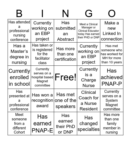 Professional Development Bingo Card