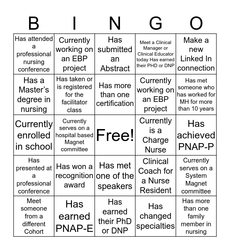 Professional Development Bingo Card