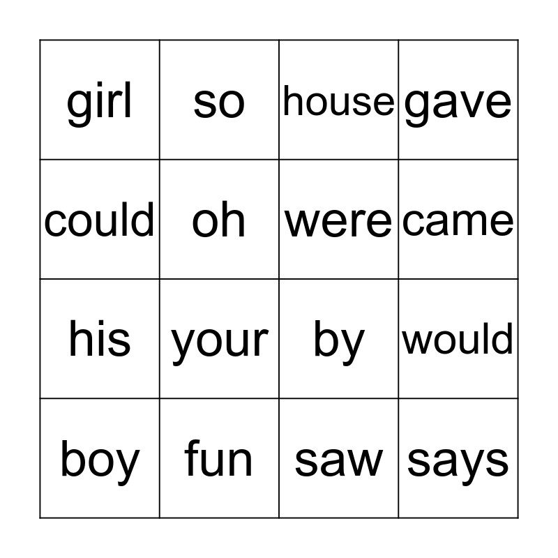 2G Power Word Bingo - Lists 5 & 6 Bingo Card