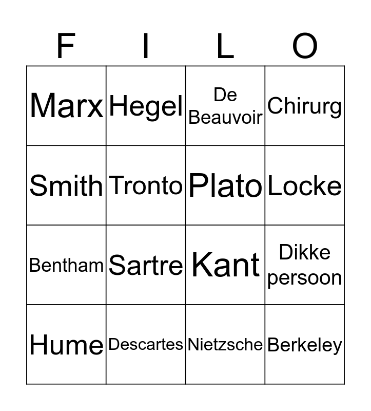 Filo Bingo Card