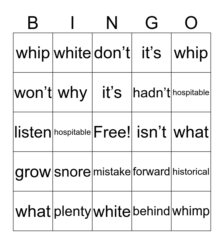 Year 4 Wk 8 Bingo Card