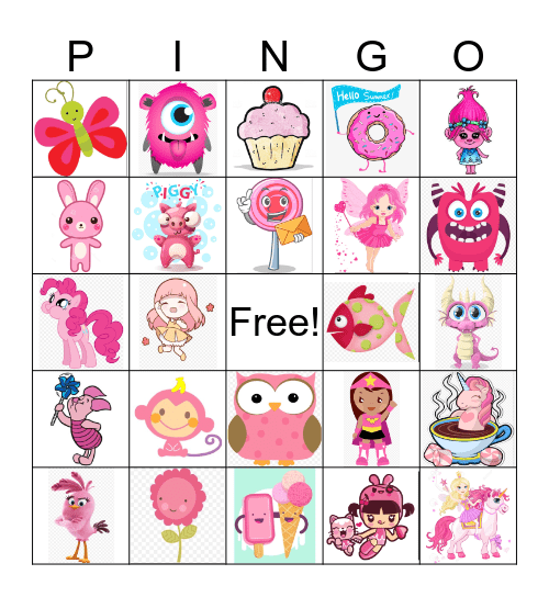 Pink Prize PINGO Bingo Card