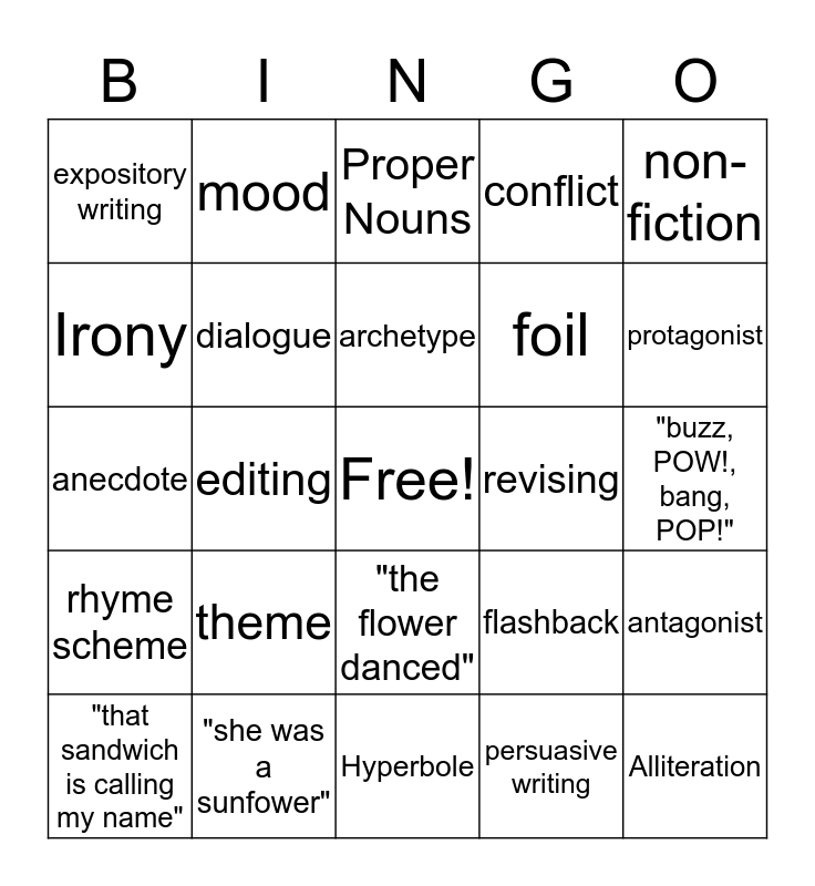 STAAR BINGO Card