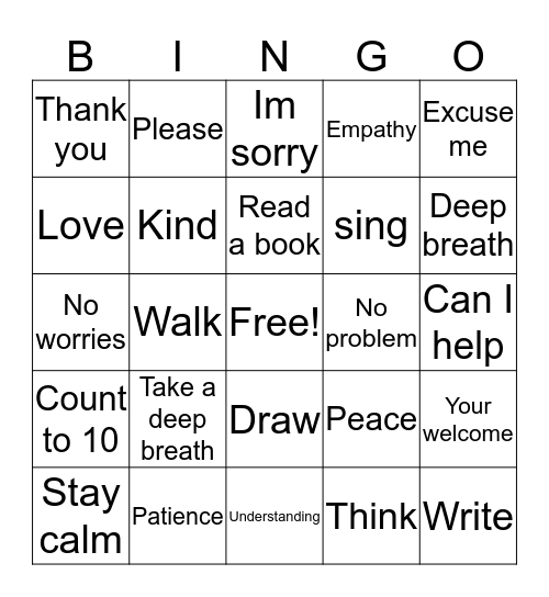Conflict Resolution Bingo Card