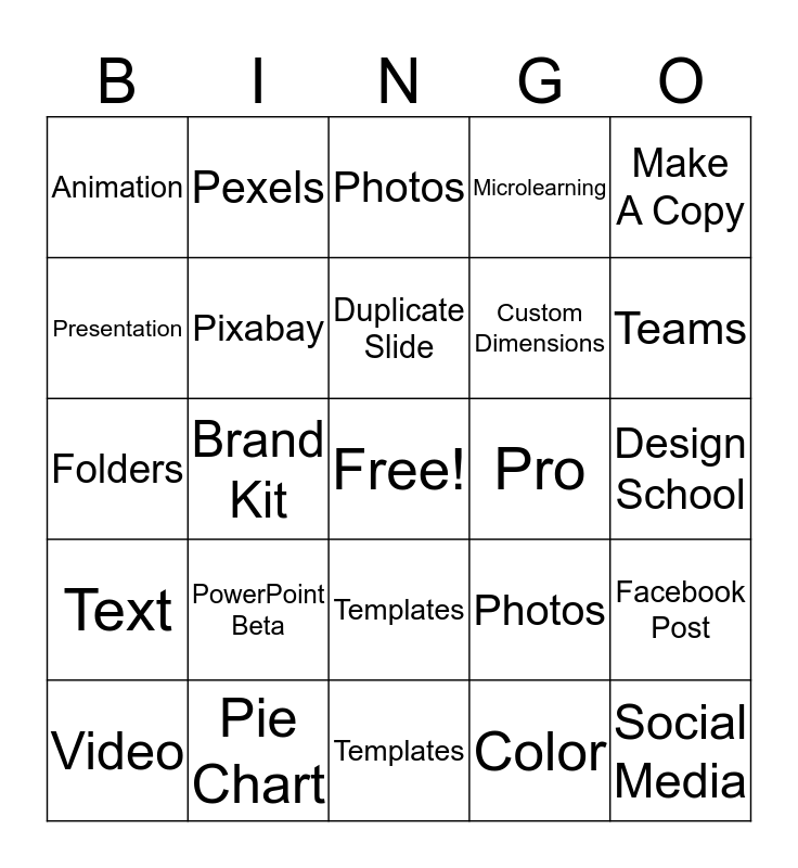 Canva Bingo Card