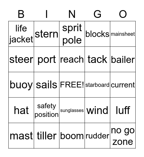 Sailing Bingo Card