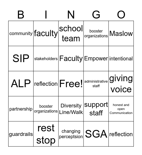 Student Voices - A Culture of Belonging Bingo Card