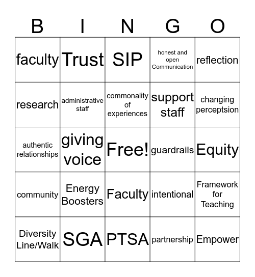 Student Voices - A Culture of Belonging Bingo Card