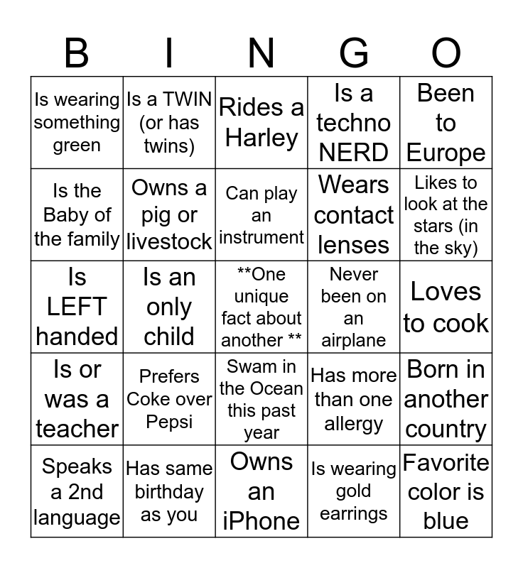 the Rock of KC - PEOPLE BINGO Card