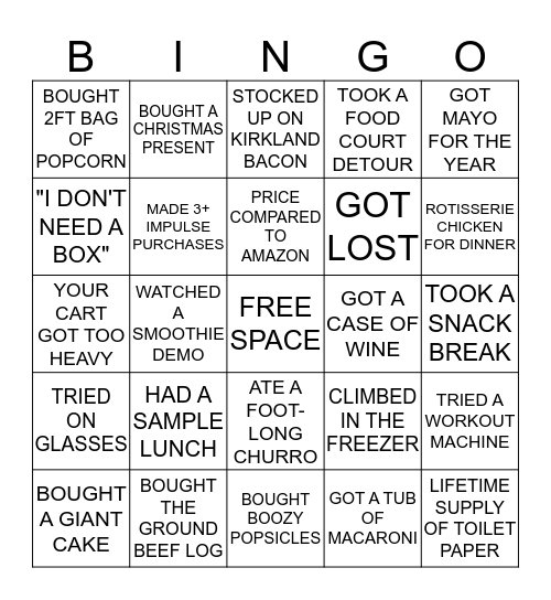 COSTCO BINGO Card