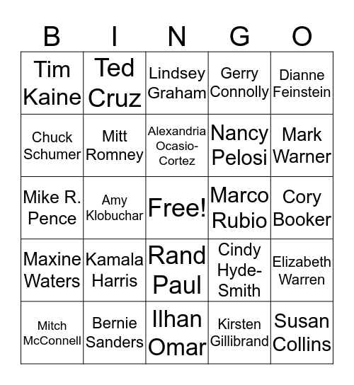 Senator Bingo Card