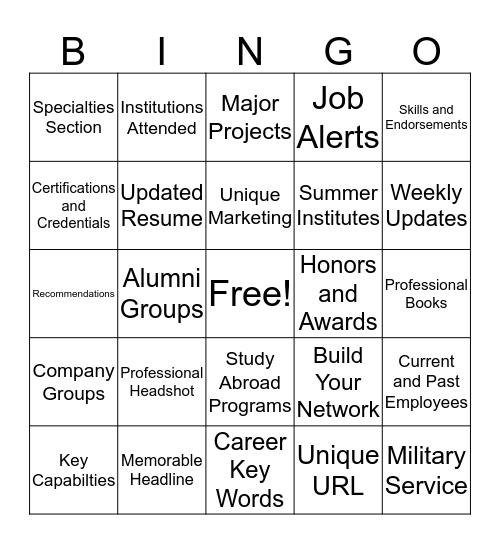 LinkedIn Bingo Card