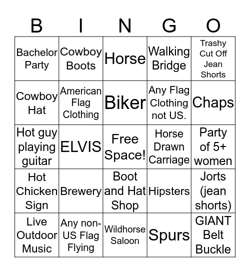 Nashville Bingo Card