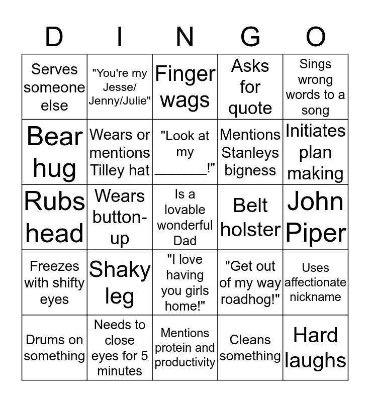 DINGO- Dad Bingo Card