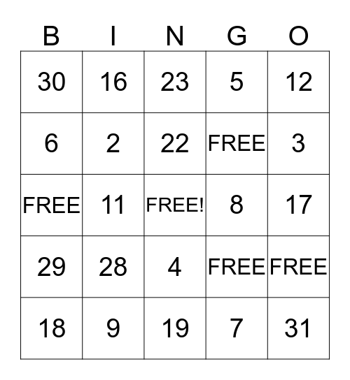 Composite & Prime Bingo Card