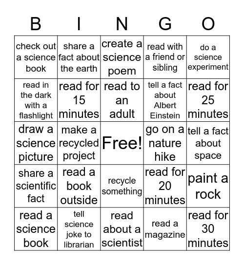 SCIENCE Bingo Card
