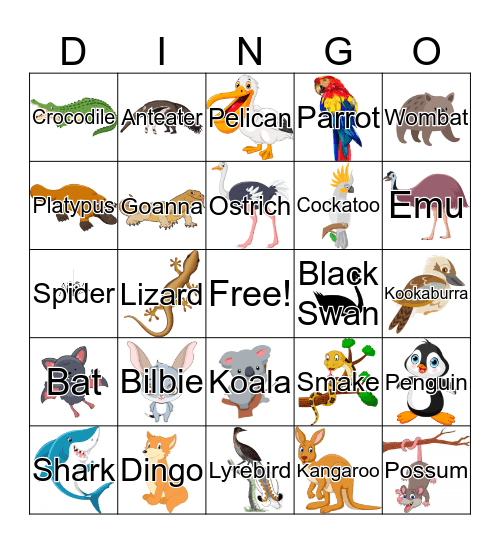Dingo Bingo Card