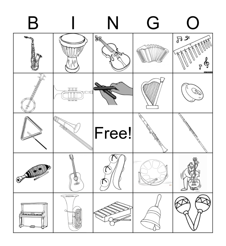 Music Instrument Bingo Card