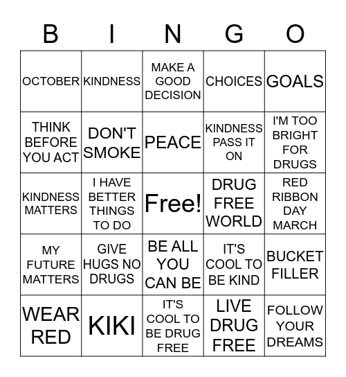 RED RIBBON WEEK Bingo Card